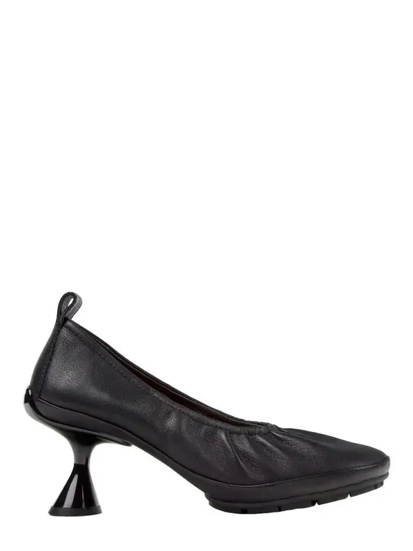 Camper Leather Ruched Pumps With Sculptural Heel - Black