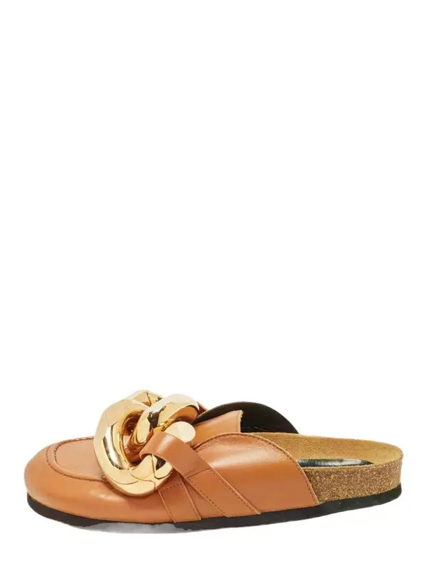 JW Anderson Chain Link Leather Mules - Brown