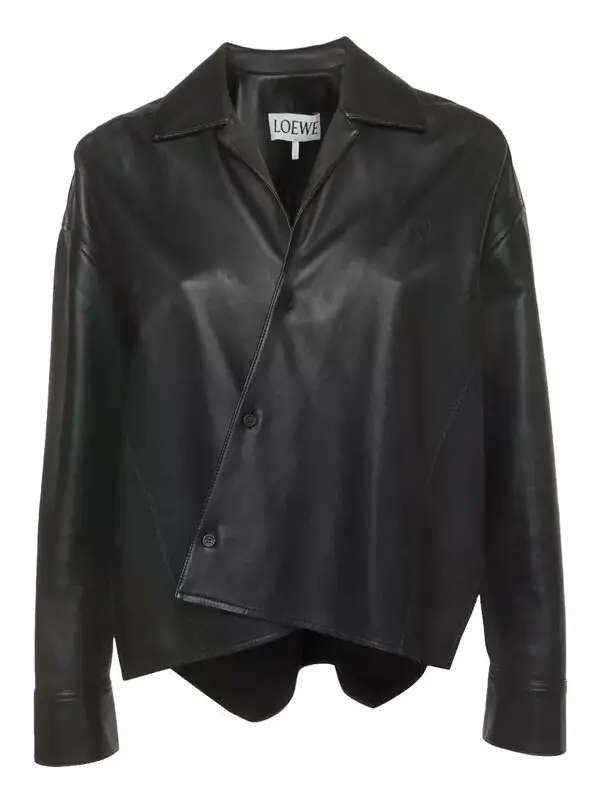 Loewe Asymmetric Hem Leather Jacket - Black