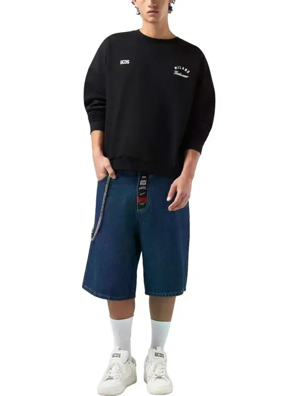 Gcds Logo-print Panelled Sweatshirt - Black