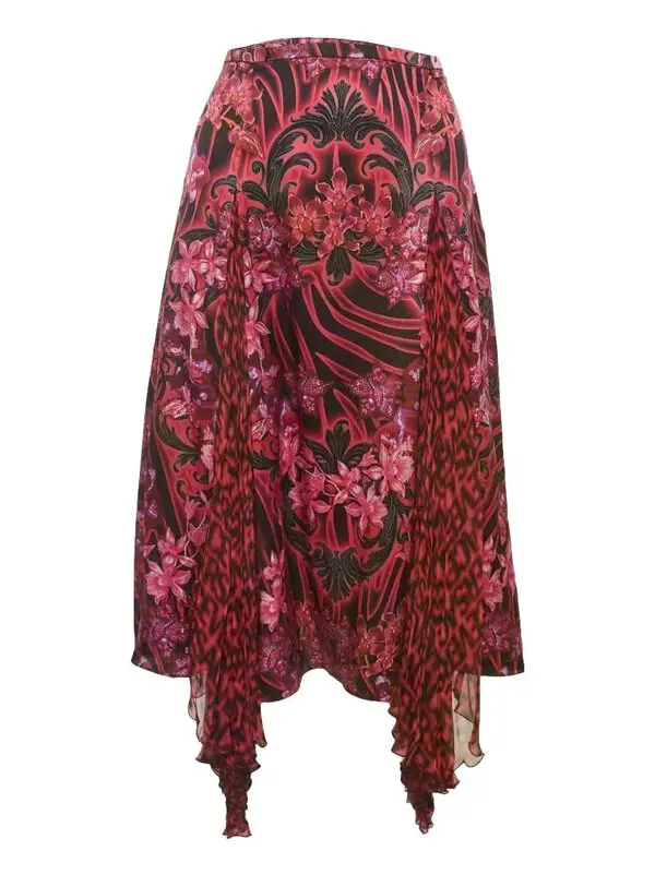 Versace Orchid Print Asymmetric Skirt - Pink