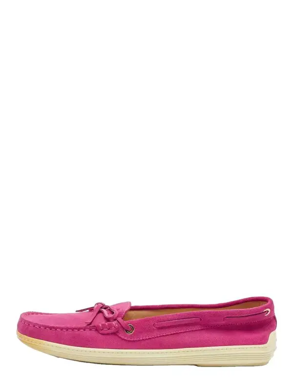 TOD'S Suede Loafers With Bow Detailing - Pink