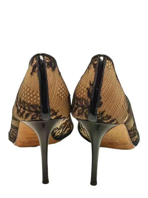 JIMMY CHOO Luna Lace-appliqué Peep-toe Pumps - Black