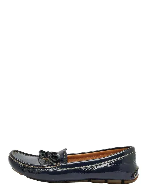 Prada Patent Leather Tie Detail Driver Shoes - Blue