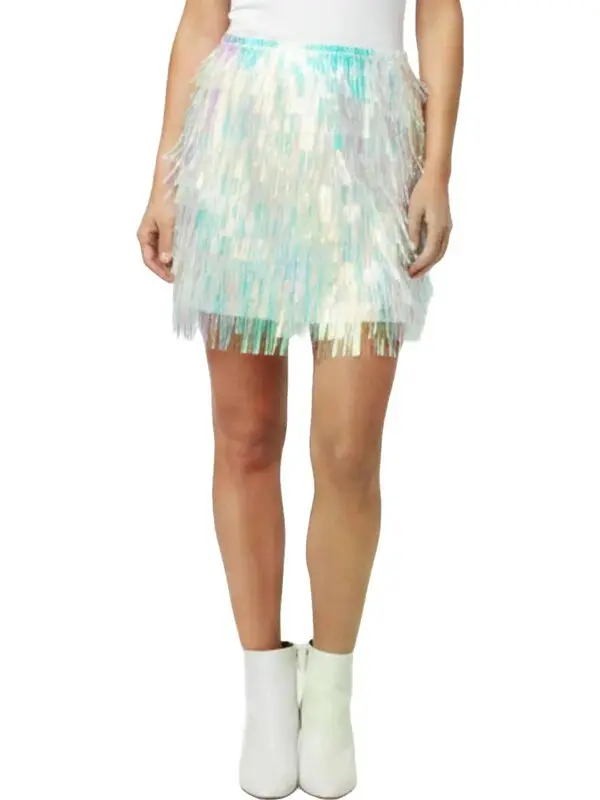 Dolce & Gabbana Iridescent Fringed Mini Skirt - Blue