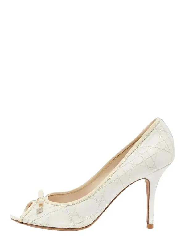 Dior Cannage Quilted Bow-embellished Pumps - White