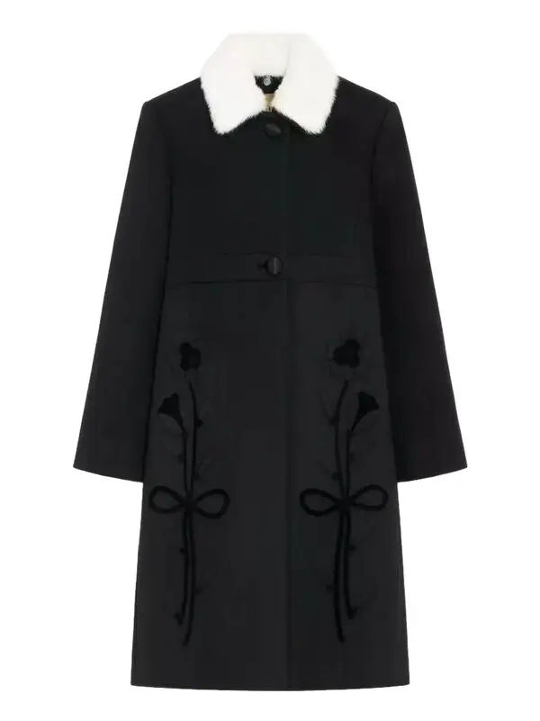 Valentino Garavani Embroidered Compact Drap Coat - Black