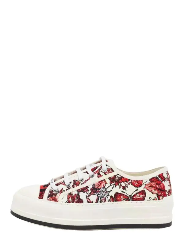 Dior Floral Embroidered Low Top Sneakers - White
