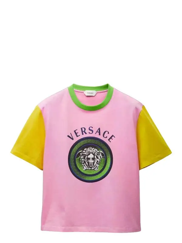 Versace Printed Cotton-jersey T-shirt - Pink