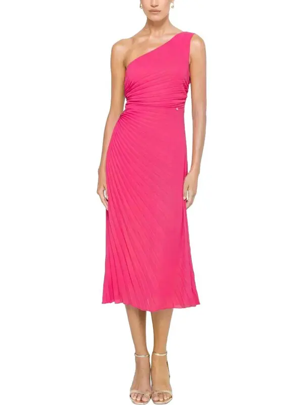 NISSA One-shoulder Pleated Midi Dress - Pink