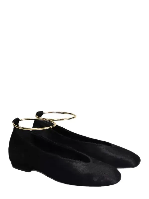 CHANTAL Gold-tone Anklet-strap Ballet Flats - Black