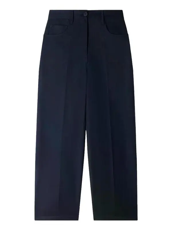 Sandro High-waisted Wide-leg Palazzo Pants With Pressed Crease - Blue