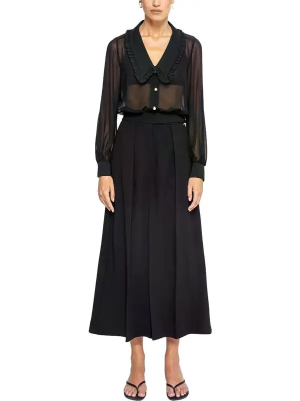 NISSA Pearl-detail Chiffon Shirt - Black
