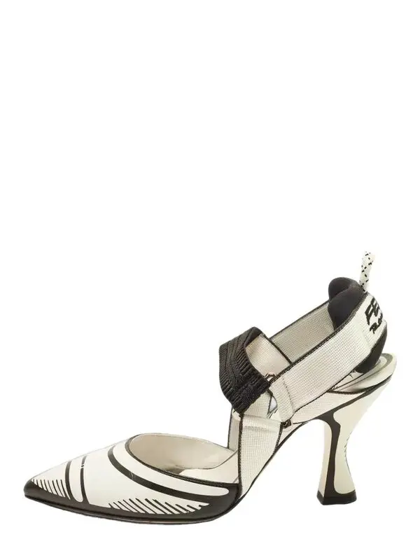 Fendi Colibri Graphic Print Slingback Pumps - White