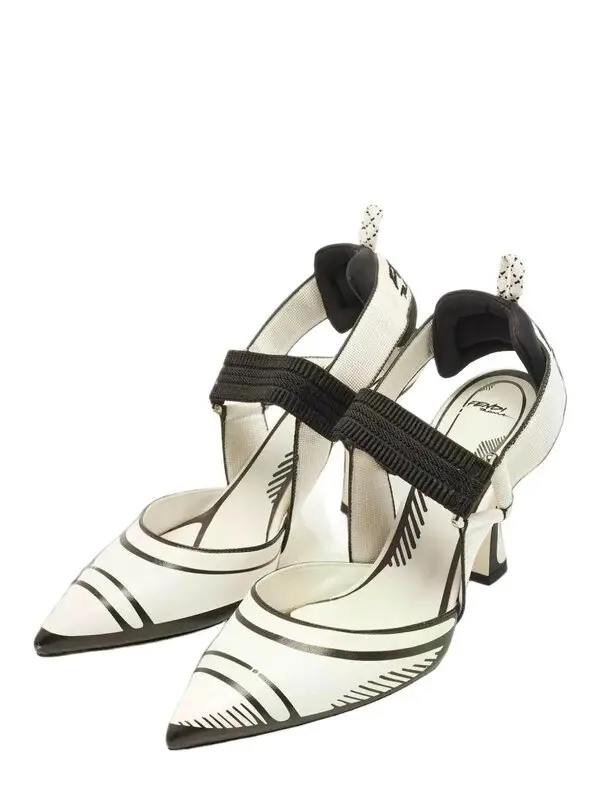 Fendi Colibri Graphic Print Slingback Pumps - White