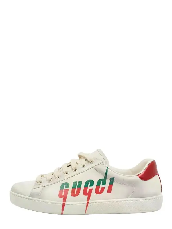 Gucci Ace Blade-print Leather Sneakers - Neutrals