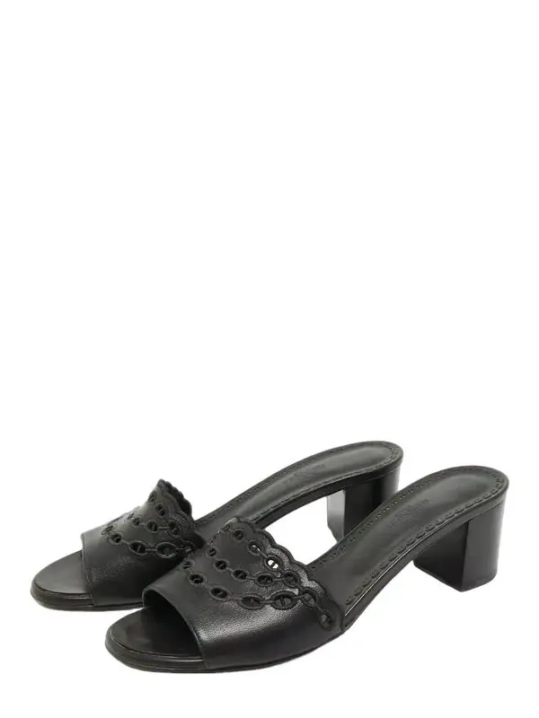 Hermès Leather Heeled Sandals - Black