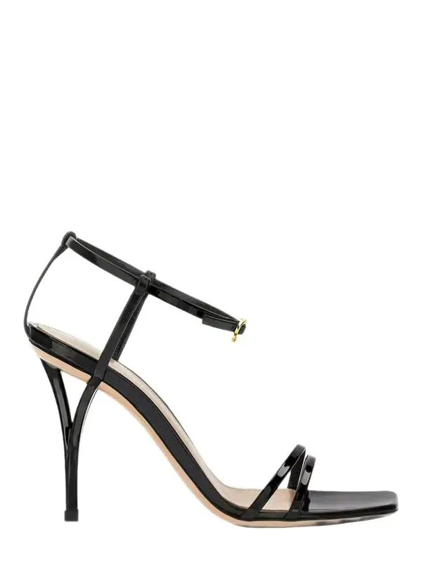 GIANVITO ROSSI Lumiere Square Toe Stiletto Sandals - Black