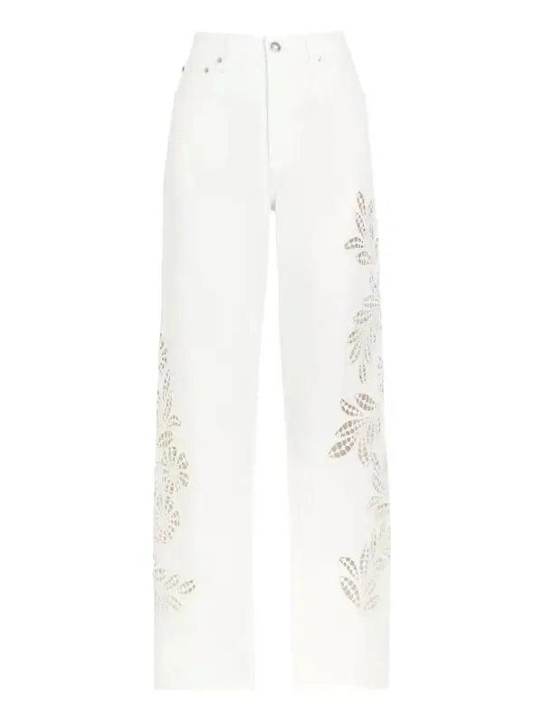 Rag & Bone Shea Floral-cutout Jeans - White
