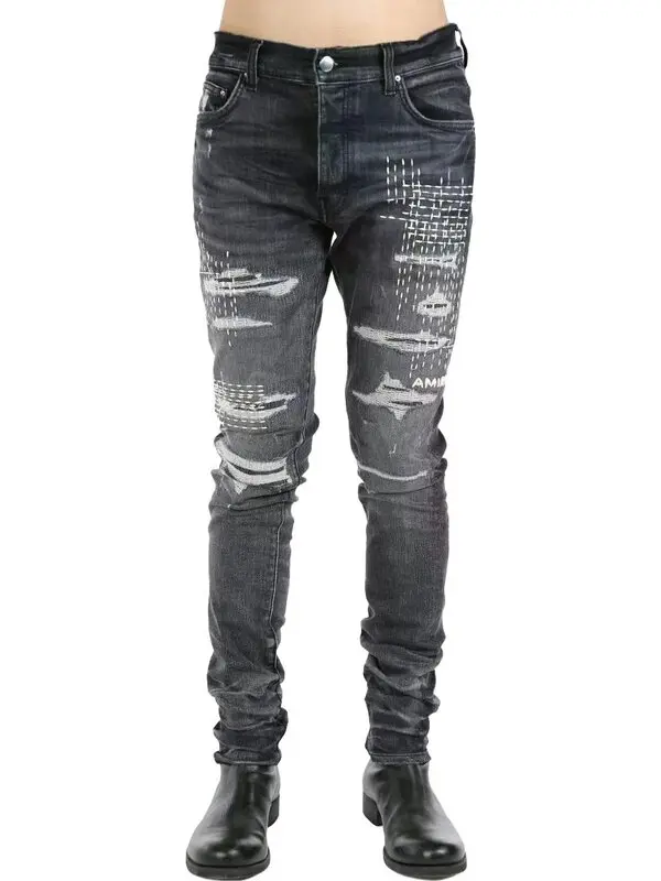 Amiri Boro Repair Skinny Jeans - Grey