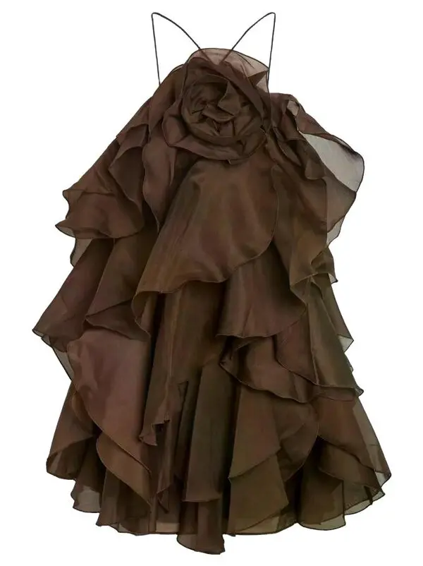 Aje Pandorea Ruffled Mini Dress - Brown