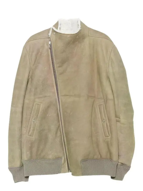 Rick Owens Shearling-lined Leather Jacket - Green
