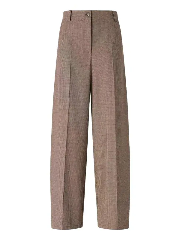 Pinko Checked Wide-leg Trousers - Brown