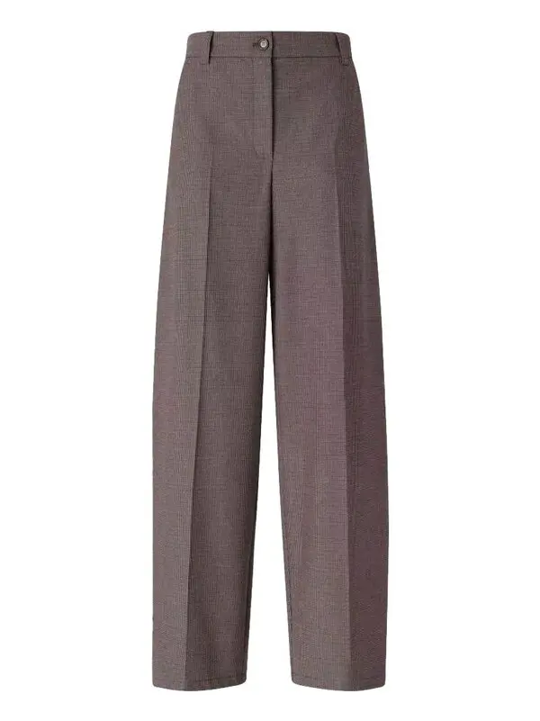 Pinko Checked Wide-leg Trousers - Brown