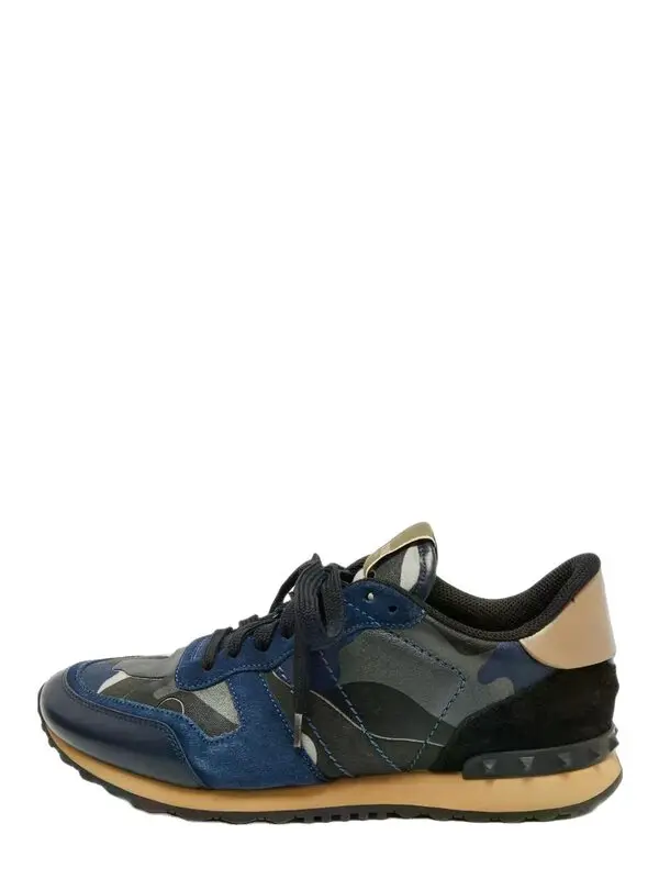 Valentino Garavani Rockrunner Camouflage Leather Sneakers - Blue