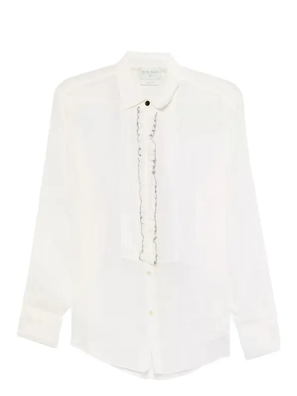 FORTE_FORTE Sheer Ruffle Trim Shirt - White