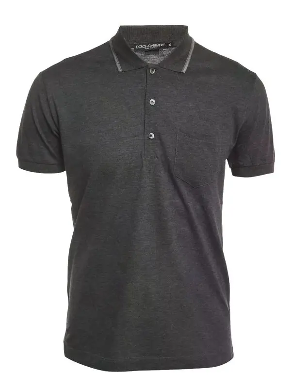 Dolce & Gabbana Pique-knit Polo Shirt - Grey