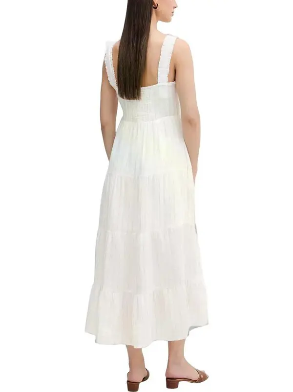 Dkny Tiered Striped Dress With Ruffled Straps - White