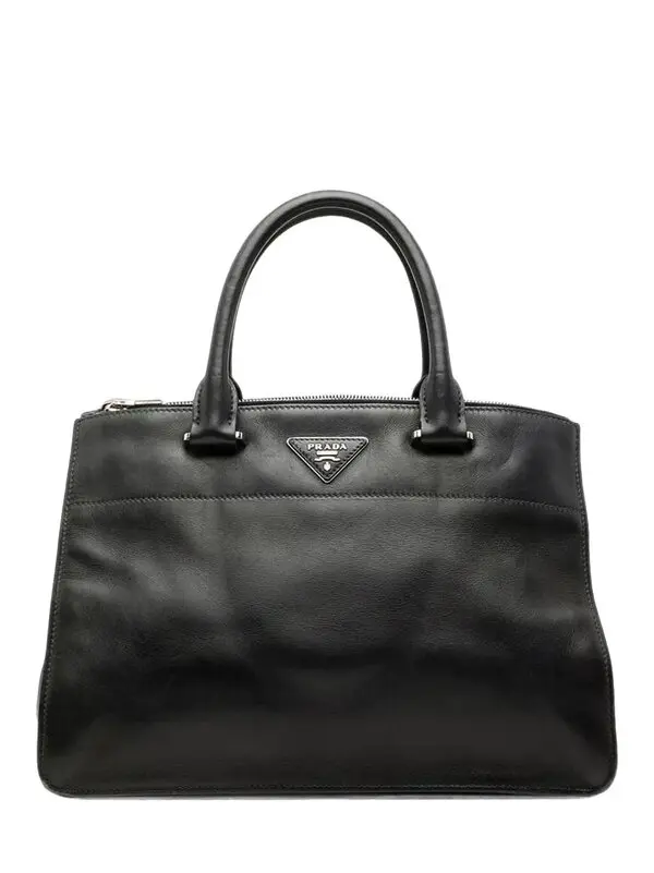 Prada City Calf Twin Pocket Satchel - Black