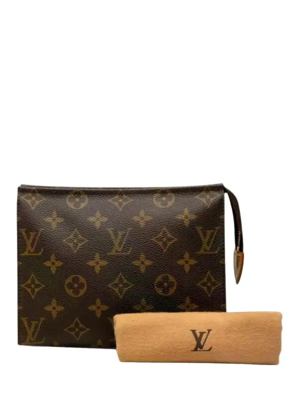 LOUIS VUITTON 2001 Monogram Toiletry Pouch 19 Clutch Bag - Brown