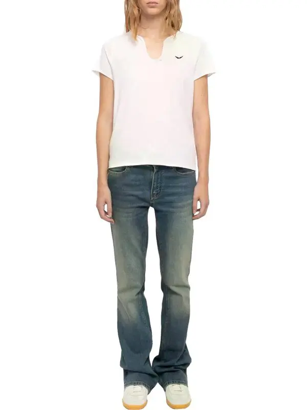Zadig&Voltaire Cotton Henley T-shirt With Snake Print - White