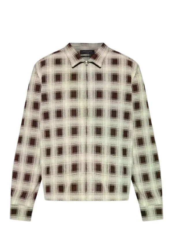 ALLSAINTS Krater Check-pattern Zip-up Shirt - Neutrals