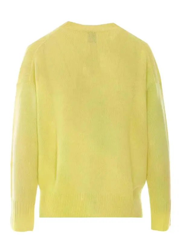 ALLUDE Crew Neck Long Sleeve Sweater - Yellow