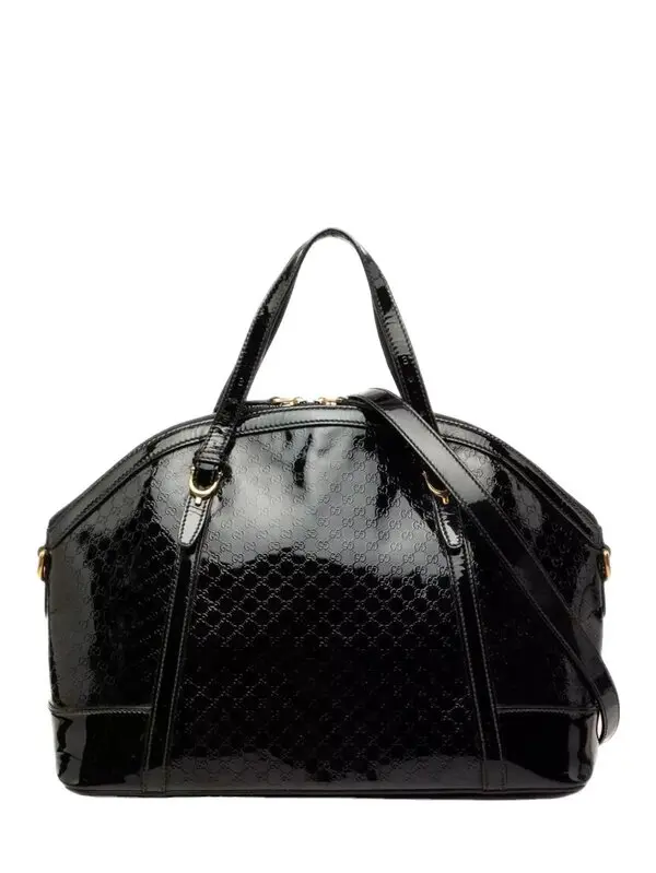 Gucci Large Microssima Patent Dome Satchel - Black
