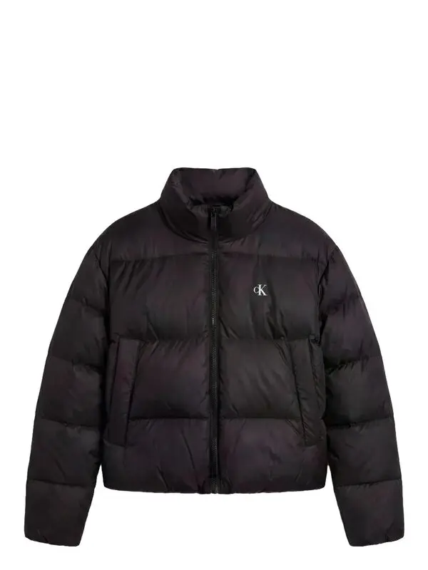 Calvin Klein Quilted Hooded Jacket With Logo Detail - Black