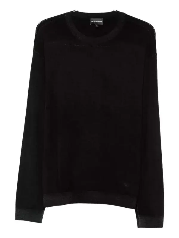 Emporio Armani Crew Neck Long Sleeve Sweater - Black