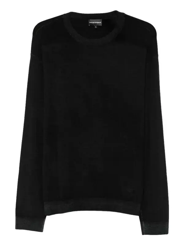Emporio Armani Crew Neck Long Sleeve Sweater - Black