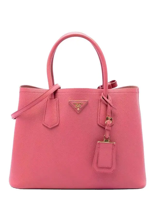 Prada Saffiano Cuir Double Satchel - Pink