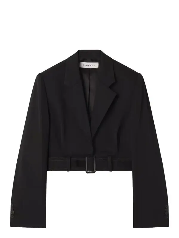 LANVIN Belted Cropped Wool Jacket - Black