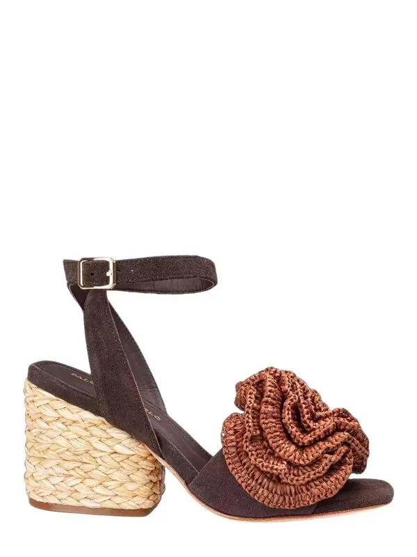 PALOMA BARCELO Teresa Fan-detail Raffia-heel Sandals - Brown