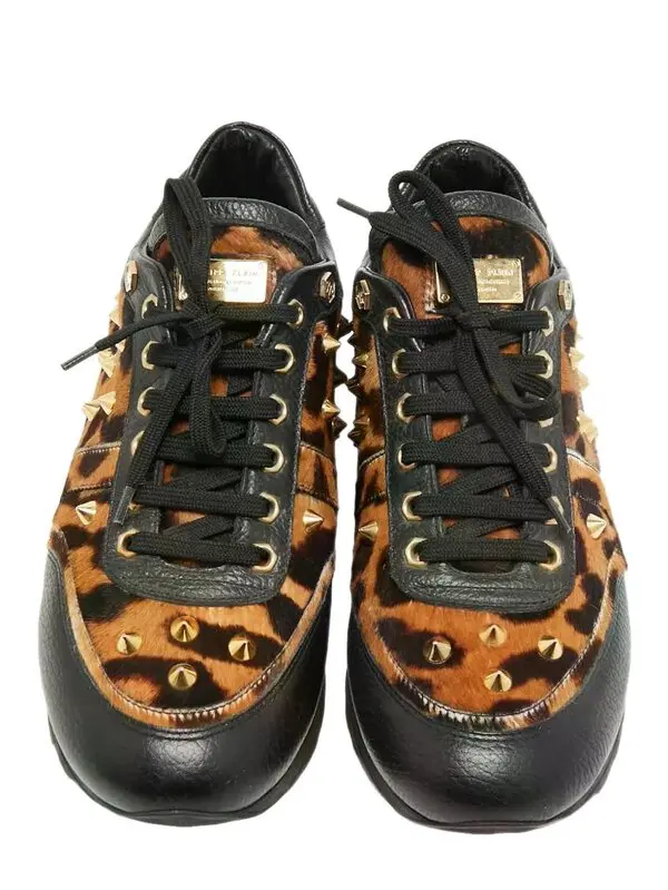 Balenciaga Leopard Print Studded Lace-up Sneakers - Brown