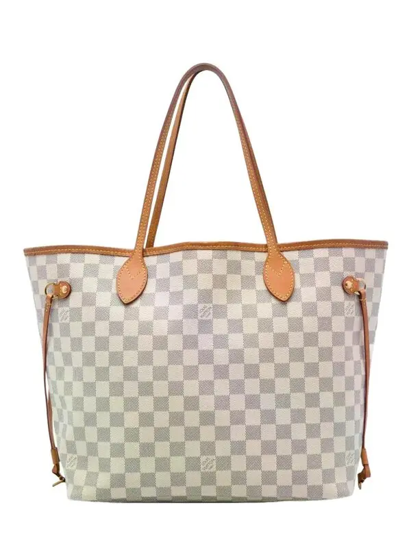 LOUIS VUITTON Damier Azur Neverfull Mm Tote Bag - White