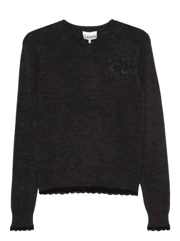GANNI Logo Detail Sweater - Black