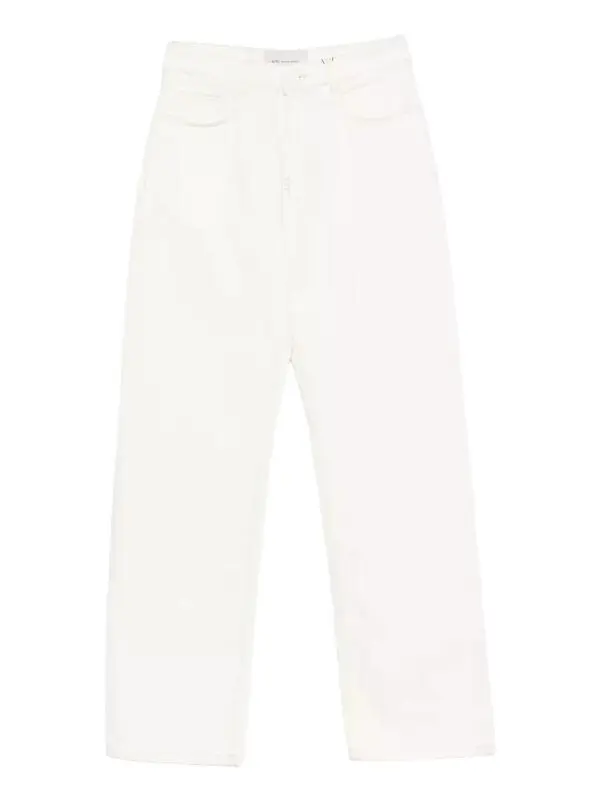 AMI Paris Logo Patch Straight Leg Jeans - Neutrals