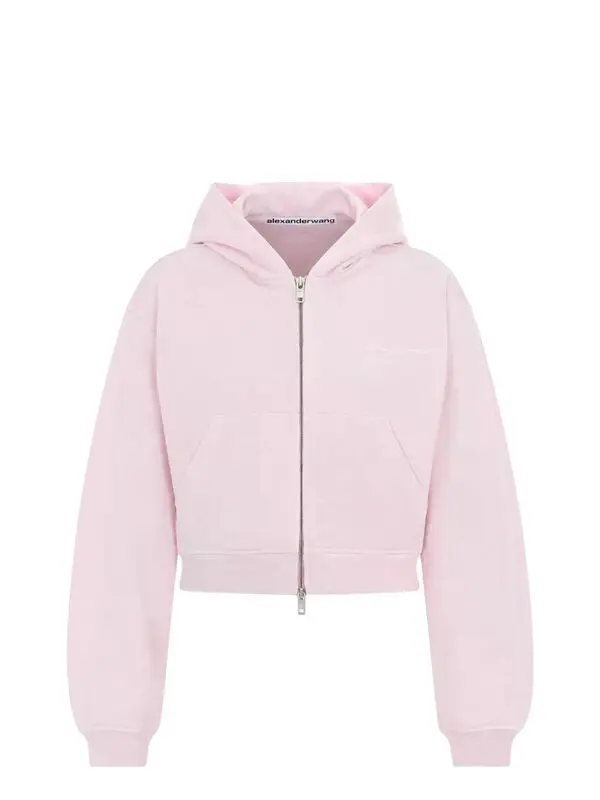 Alexander Wang Zip-up Hoodie With Logo Print - Pink