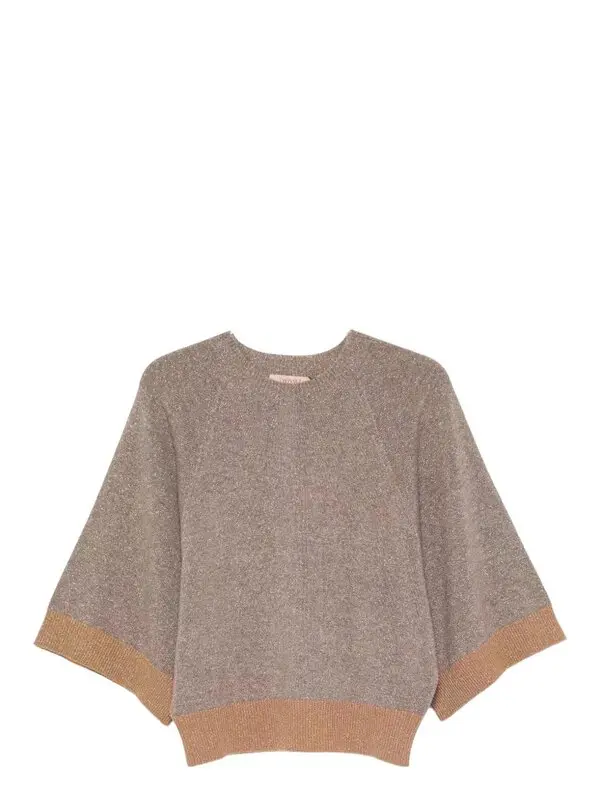 TWINSET Metallic Raglan Sleeve Sweater - Brown